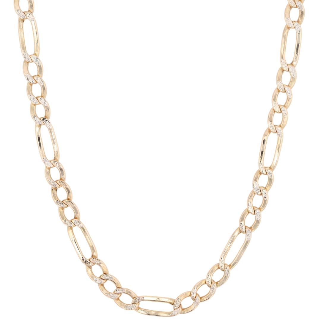 4.3mm Diamond Cut Figaro Chain 25.5" Necklace 10k Multi-Tone Gold 8.74 ...