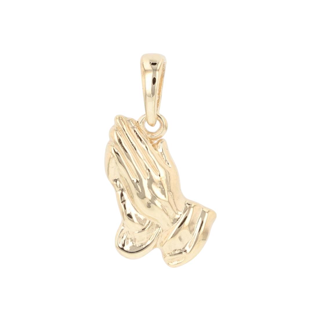 21.3mm Religious Praying Hands Pendant w/o Chain 14k Yellow Gold 2.15 Grams
