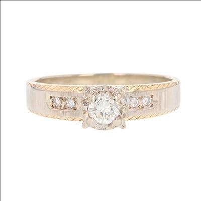.20ctw Round Cut Diamond Textured Engagement Ring 14k Multi-Tone Gold ...