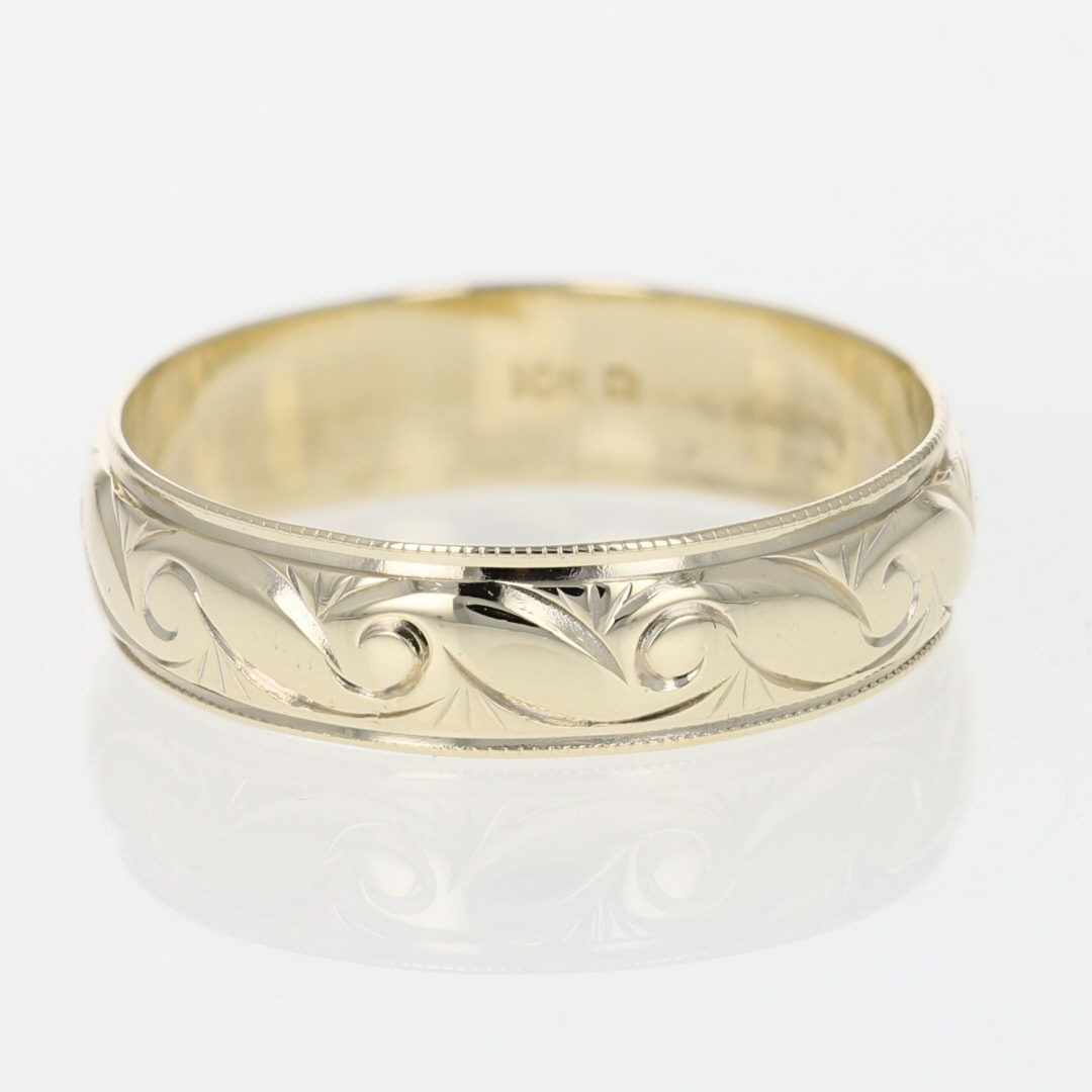 5.9mm Swirl Pattern Milgrain Wedding Band 10k Yellow Gold Size 3.57 ...