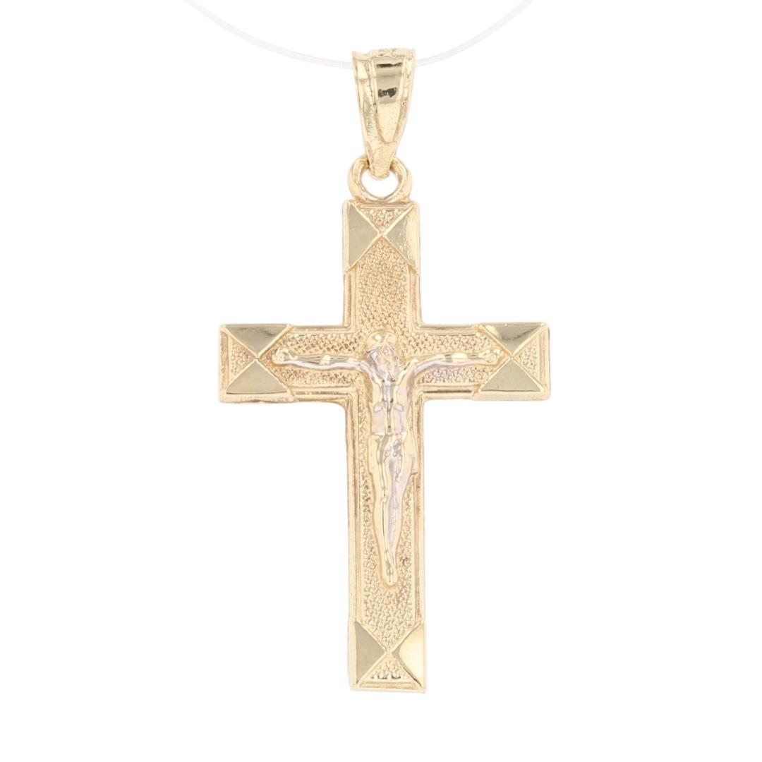 1 1/8" Religious Crucifix Cross Pendant No Chain 14k Multi-Tone Gold 1. ...
