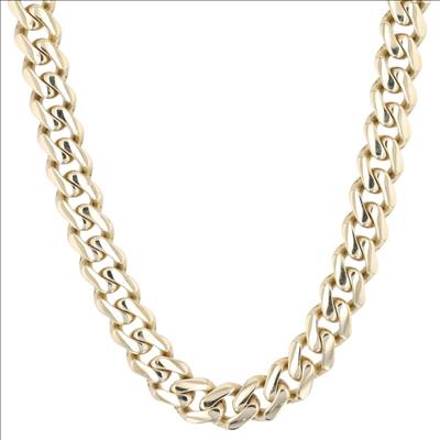 Oro Monaco 7.7mm Hollow Curb Link Chain 18" Necklace 14k Yellow Gold 19 ...