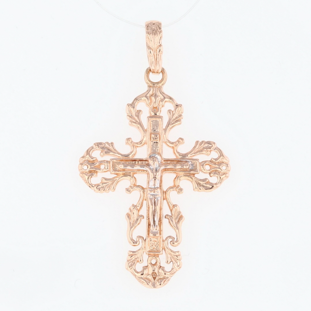 1 3/4" Religious Filigree Cross Pendant No Chain 14k Multi-Tone Gold 4. ...
