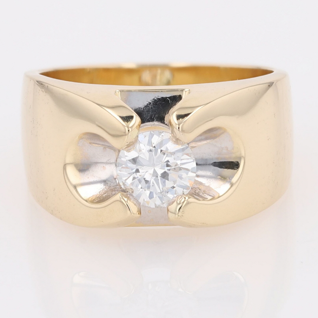 1.05ct Round Diamond Solitaire Wedding Band Ring 14k Multi-Tone Gold Size 9.5