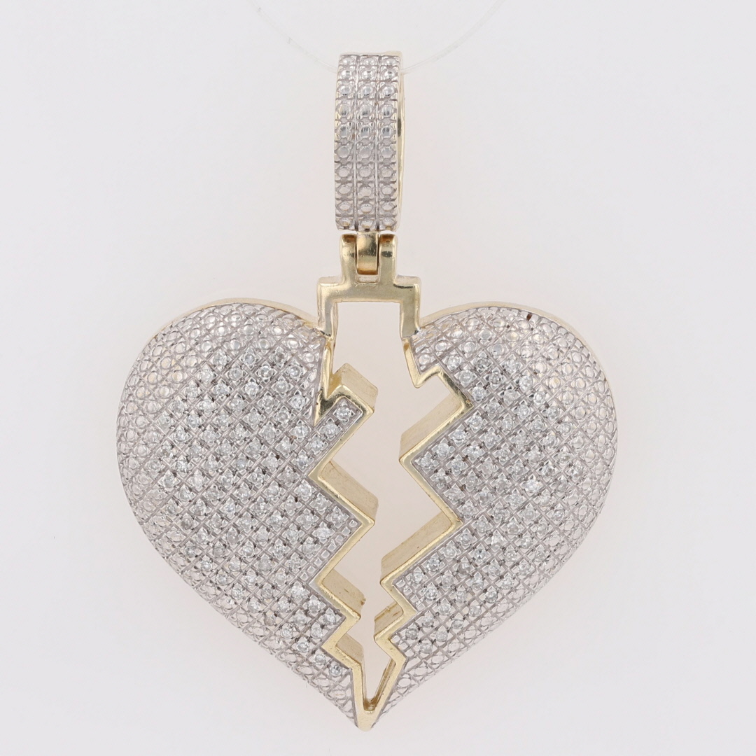 .28ctw Diamond Broken Heart Pendant without Chain 10k Multi-Tone Gold 8 ...