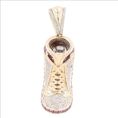 2.65ctw Round Ruby & Diamond Jordan 10 Sneaker Pendant w/o Chain 10k ...