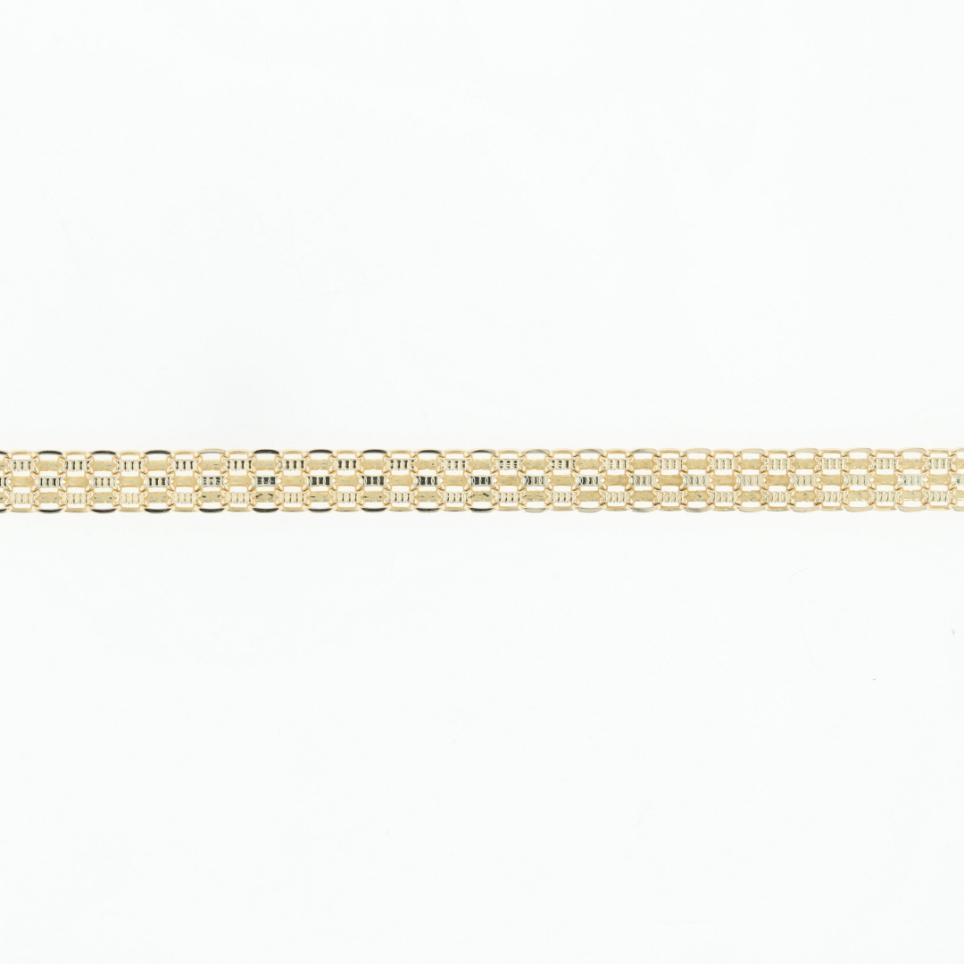 5.0mm Textured Bismark Link Chain 7.25" Bracelet 14k Yellow Gold 4.97 Grams