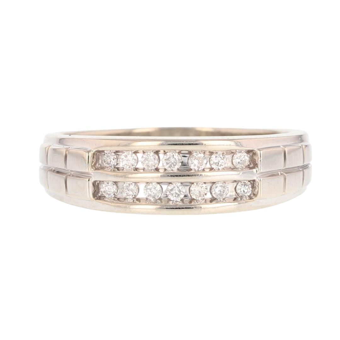 .14ctw Round Diamond 2-Row Channel-Set Wedding Band 10k White Gold Size ...