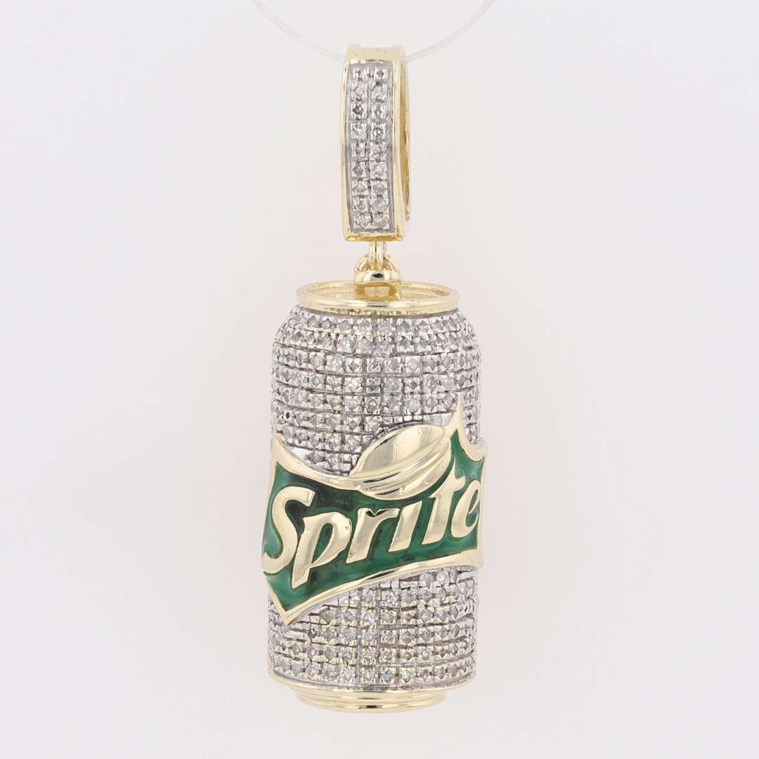 .19ctw Diamond Sprite Soda Can Pendant w/o Chain 10k Multi-Tone Gold 4. ...