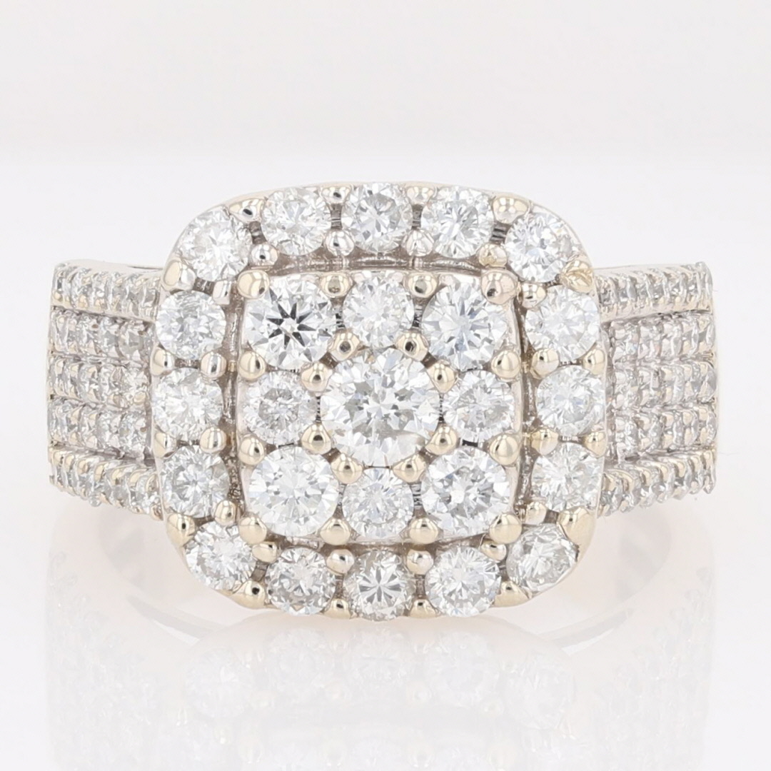 2.44ctw Round Cut Diamond Cluster Halo Engagement Ring 14k White Gold ...