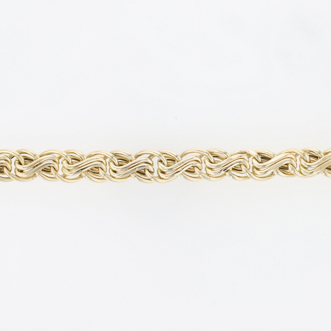 7.5mm Fancy Link Chain 7.5" Bracelet 14k Yellow Gold Italy 6.99 Grams