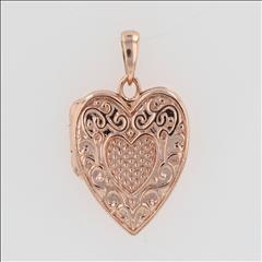 21.8mm Heart Love Locket Pendant without Chain 10K Rose Gold 3.42 Grams