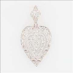 .17ctw Round Cut Diamond Filigree Heart Pendant without Chain 18k White ...
