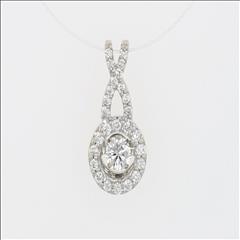 .32ctw Round Cut Diamond In Motion Halo Pendant without Chain 14k White ...