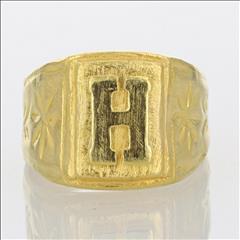 10.2mm Letter "H" Signet Statement Ring 24k Yellow Gold 7.15 Grams Size ...