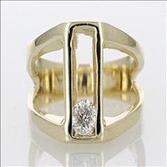 .39ct Round Cut Diamond Sliding Solitaire Statement Ring 14k Yellow ...