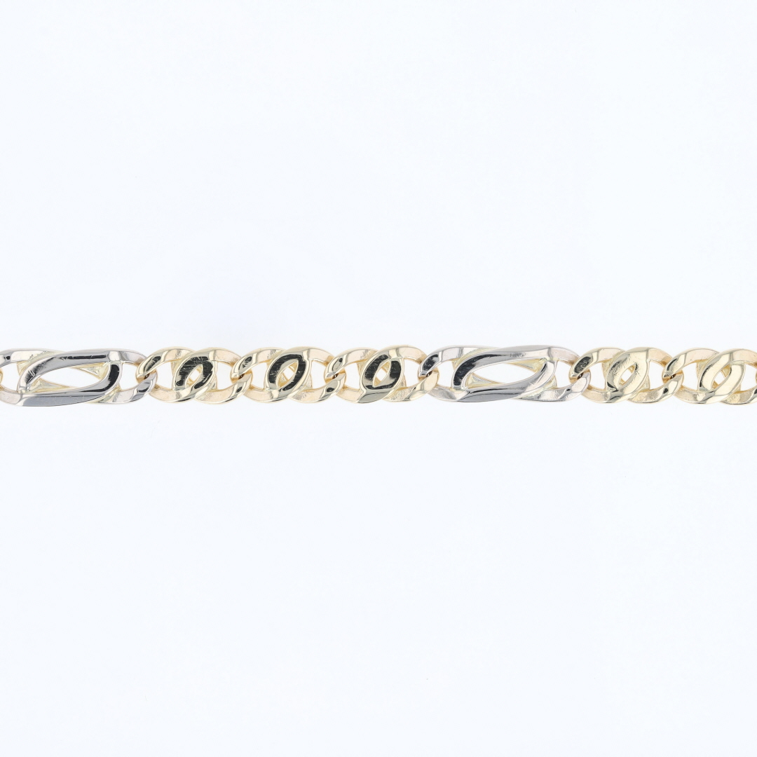5.8mm Fancy Figaro Link Chain 8.5" Bracelet 14k Multi-Tone Gold 13.99 Grams