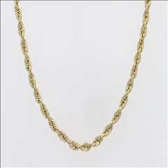2.9mm Rope Link Chain 21" Necklace 14k Yellow Gold 4.82 Grams