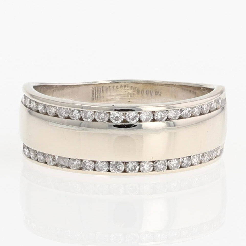 .50ctw Round Cut Diamond Two-Row Channel-Set Band Ring 14k White Gold ...