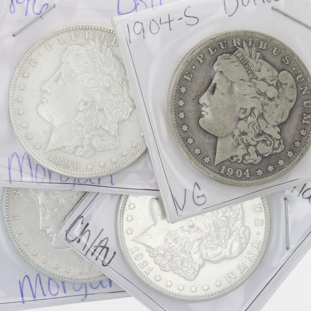 1896, 1904, 1921 $1 Morgan Silver One Dollar Coin 90% Fine Silver Set ...