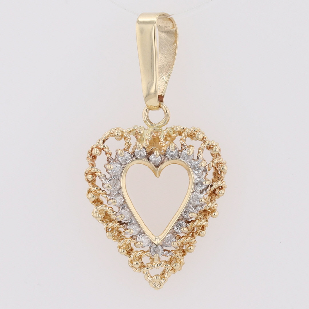 .26ctw Round Cut Diamond Heart Pendant without Chain 10k Yellow Gold 2. ...