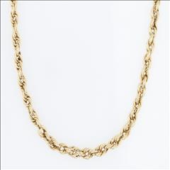 4.8mm Rope Link Chain 20" Necklace 10k Yellow Gold Peru 6.37 Grams