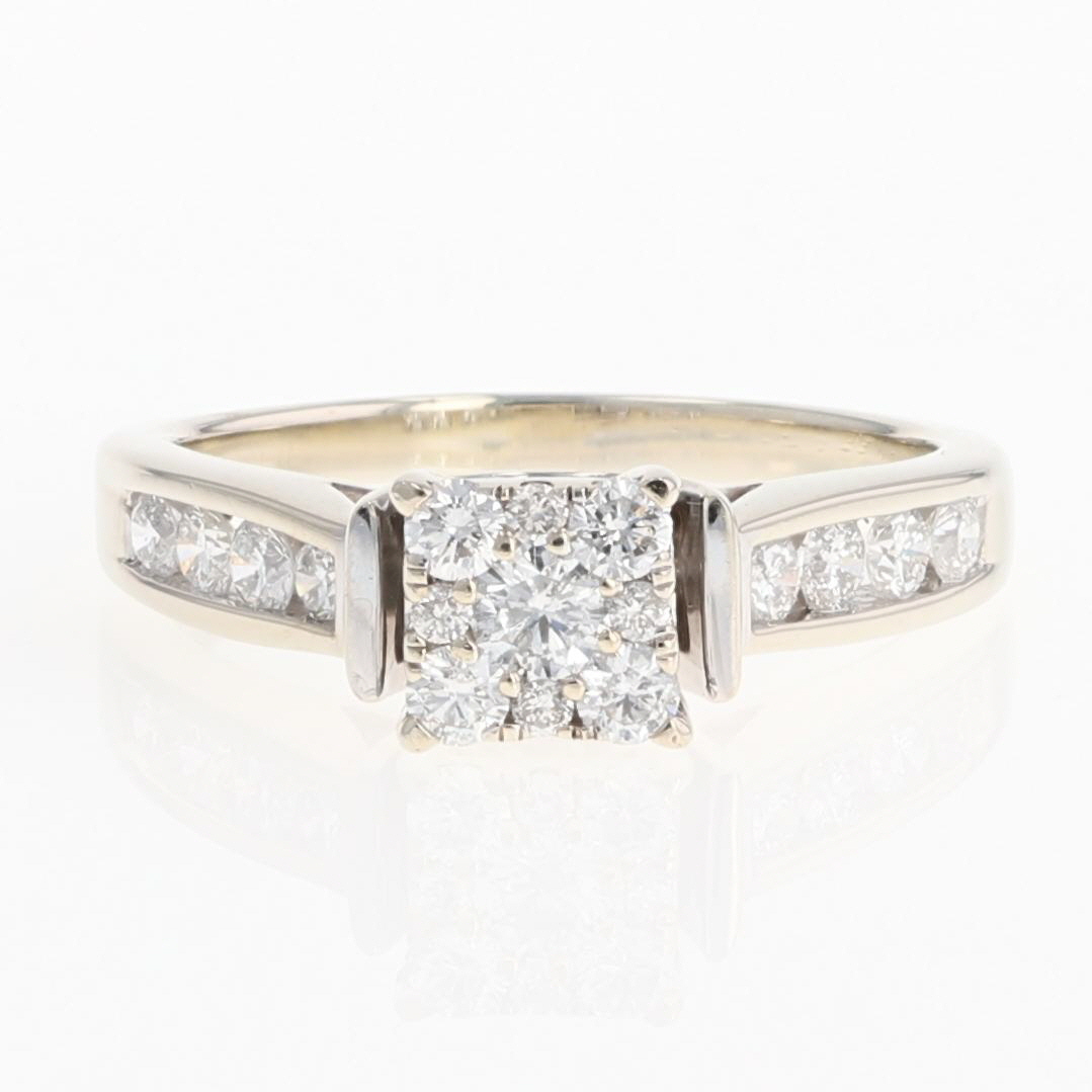 .82ctw Round Cut Diamond Square Cluster Engagement Ring 14k White Gold ...