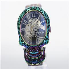Invicta Artist Skull Black Dial Iridescent Automatic Stainless Steel ...