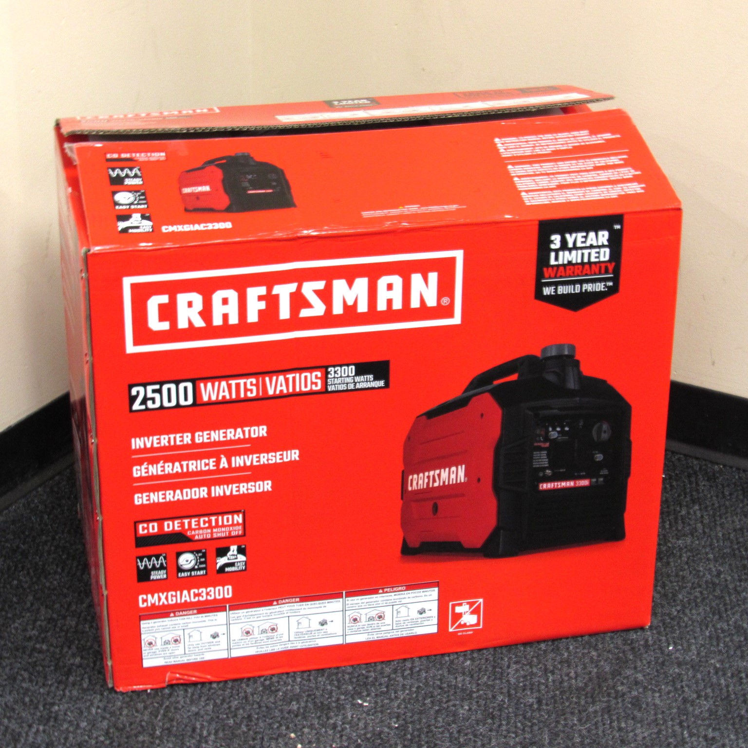 Craftsman 3300i CMXGIAC3300 2500W Run / 3300W Starting Gas-Powered ...