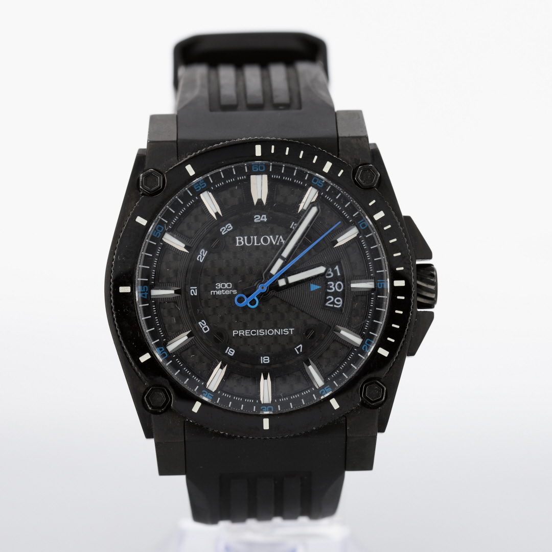 Bulova Precisionist 46mm Black Dial Quartz Rubber Strap Men's ...