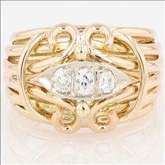 .15ctw Round Diamond Three-Stone Statement Ring 14k Multi-Tone Gold ...