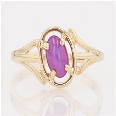 .57ct Oval Lab-Created Star Ruby Solitaire Statement Ring 14k Yellow ...