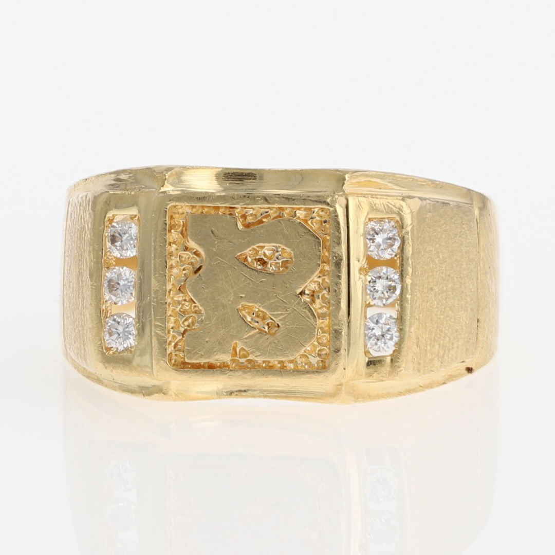 .13ctw Round Diamond Channel-Set Letter "B" Signet Ring 18k Yellow Gold ...