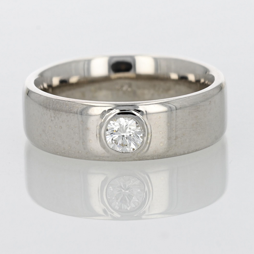 .35ct Round Cut Diamond Bezel Set Wedding Band Ring 14k White Gold Size ...