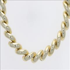 8.6mm San Marco Link Chain 17" Necklace 14k Yellow Gold Italy 46.18 Grams