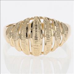 8.4mm Diamond Cut Textured Dome Ring 18k Yellow Gold 2.71 Grams Size 8