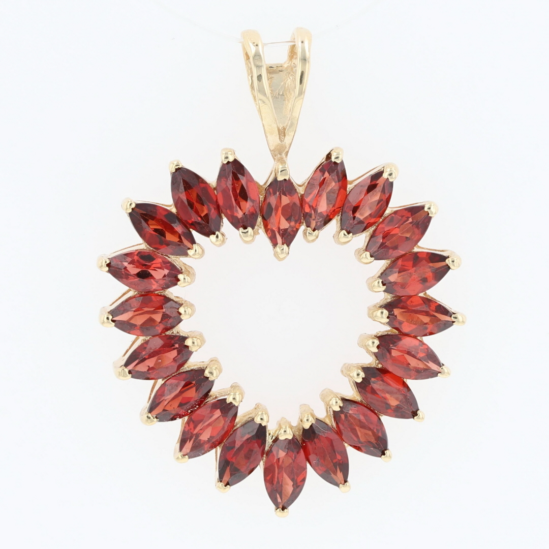 4.40ctw Marquise Cut Garnet Open Heart Pendant without Chain 10k Yellow ...