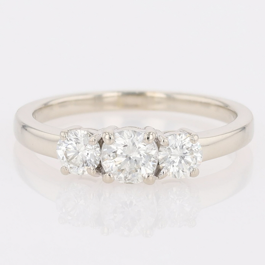 .94ctw Round Cut Diamond Three-Stone Engagement Ring 14k White Gold Size 8