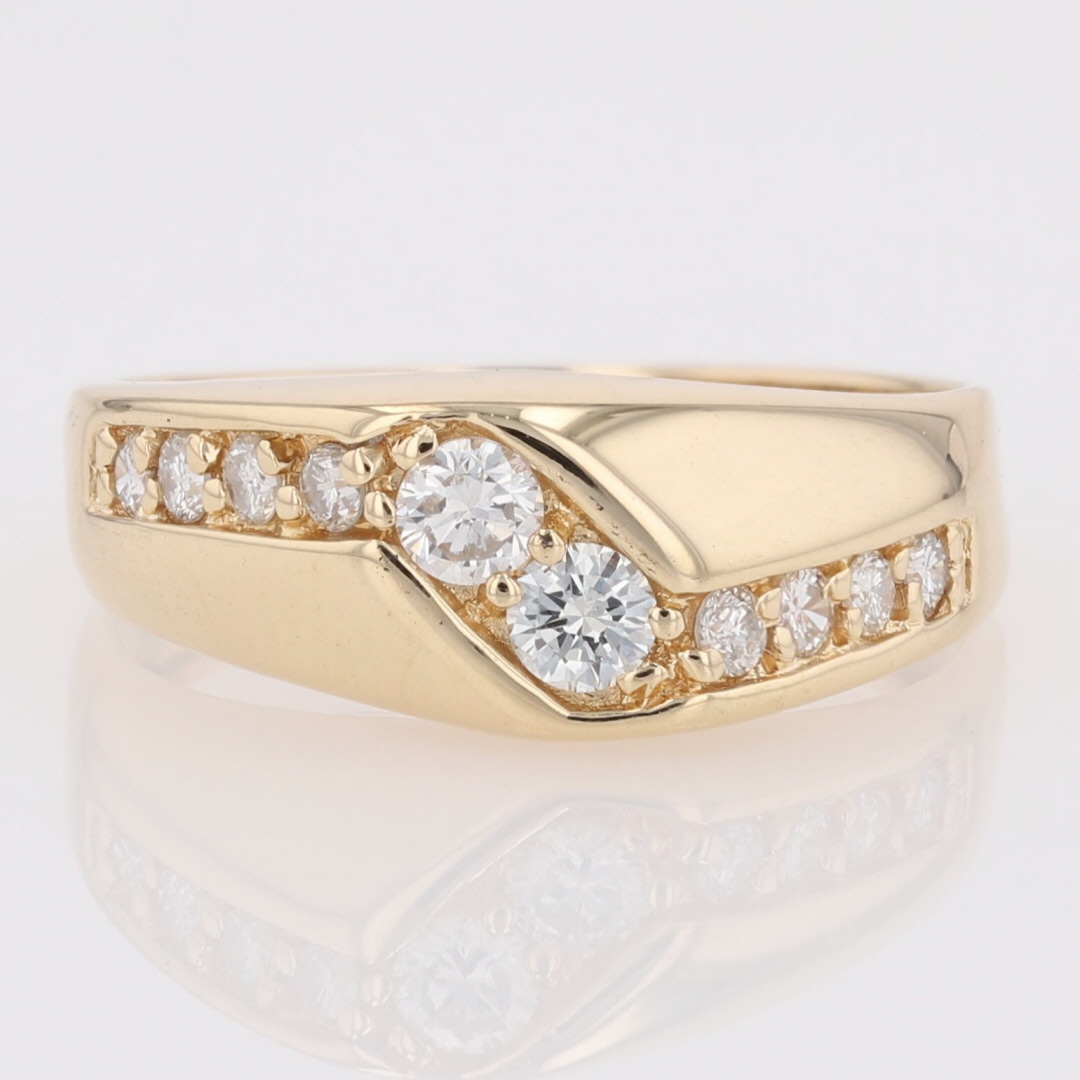 .49ctw Round Cut Diamond Two-Stone Wedding Band Ring 14k Yellow Gold Size 8