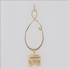 47mm Cable Car Statement Pendant without Chain 14k Yellow Gold 2.59 Grams