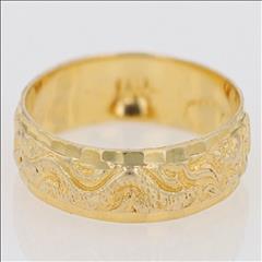 4.6mm Diamond Cut & Textured Statement Ring 18k Yellow Gold 2.87 Grams ...