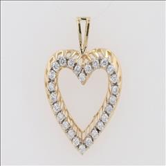 1.00ctw Round Diamond Heart Pendant without Chain 14k Multi-Tone Gold 5 ...