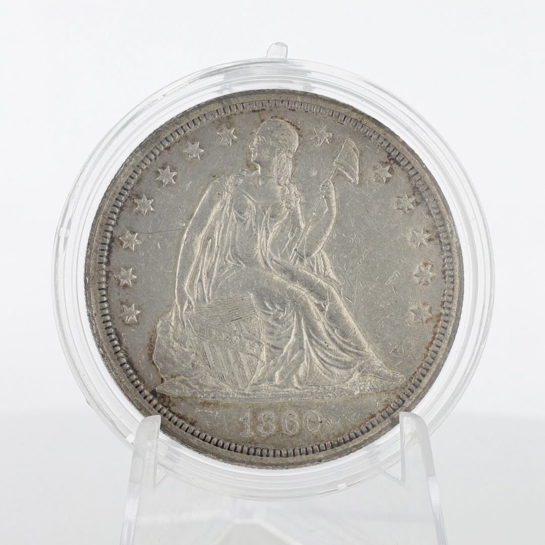 1860-O $1 Seated Liberty Silver One Dollar Coin 90% Fine Silver Sealed