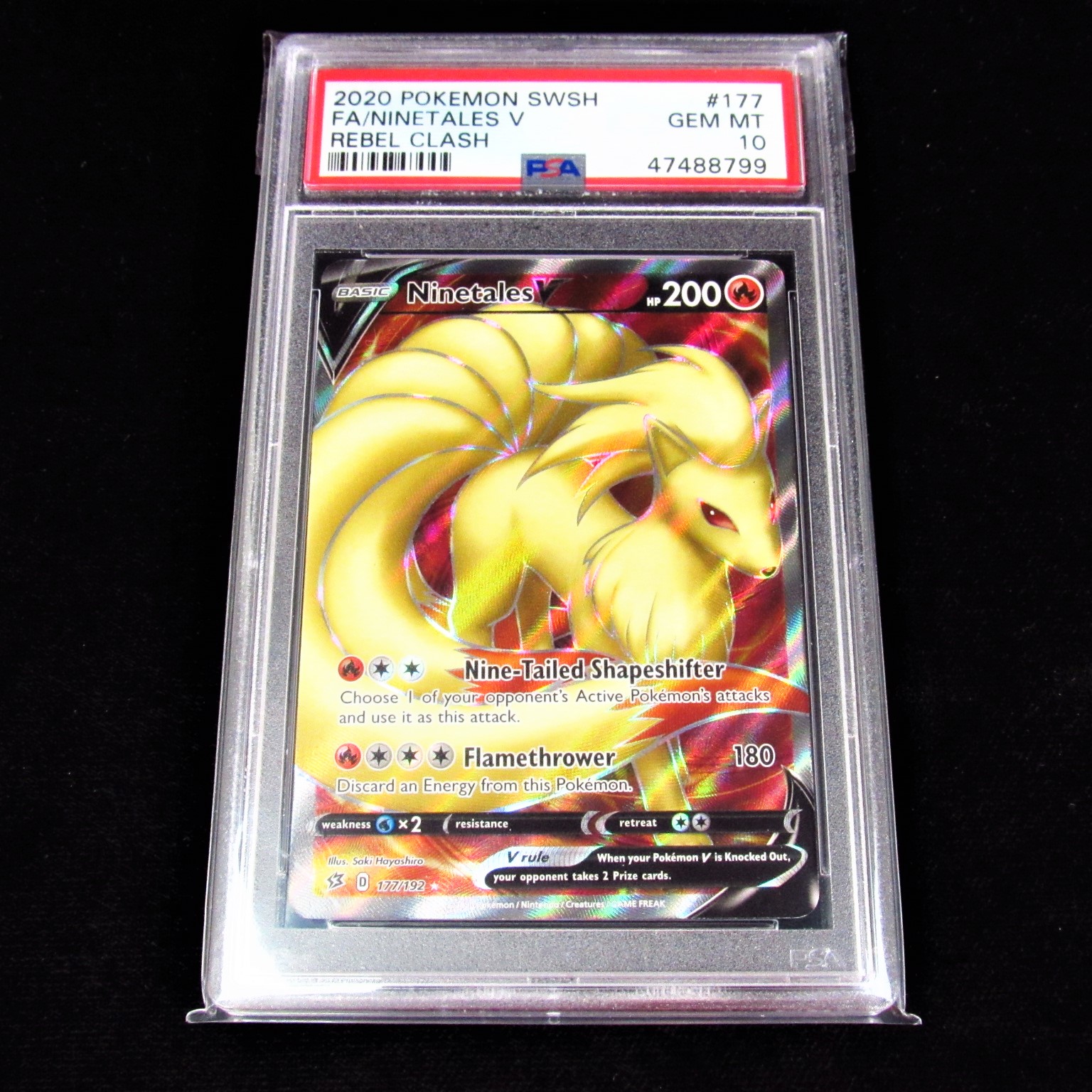 Pokemon TCG 2020 Rebel Clash #177 Ninetales V PSA Grade Gem Mint 10 Card