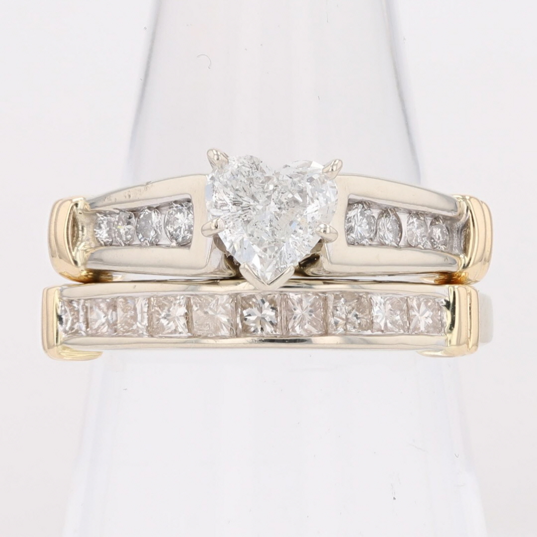 1.41ctw Heart Shaped Diamond Wedding Set Rings 14k Multi-Tone Gold Size 6