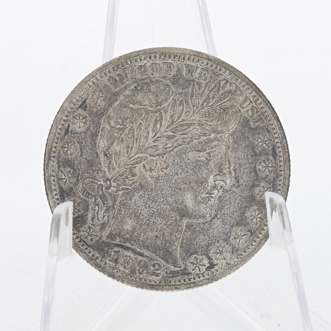 1892 Silver Barber Half Dollar 90% Fine Silver Coin Philadelphia Mint w ...