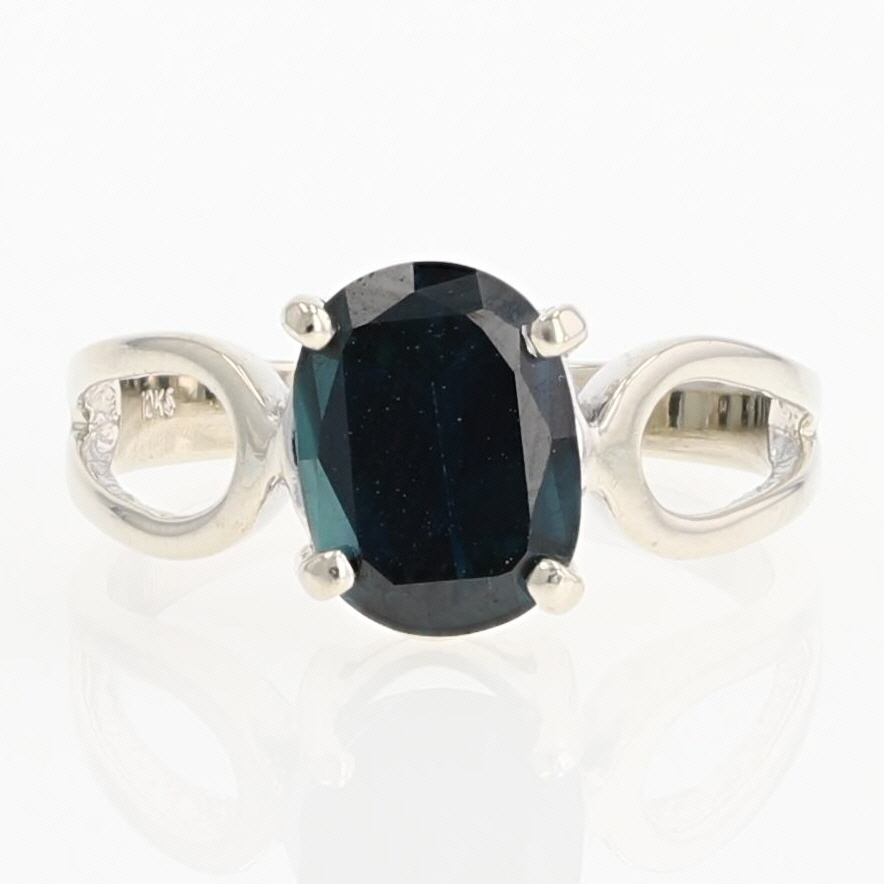 2.97ct Oval Sapphire Solitaire Split Shank Statement Ring 10k White ...