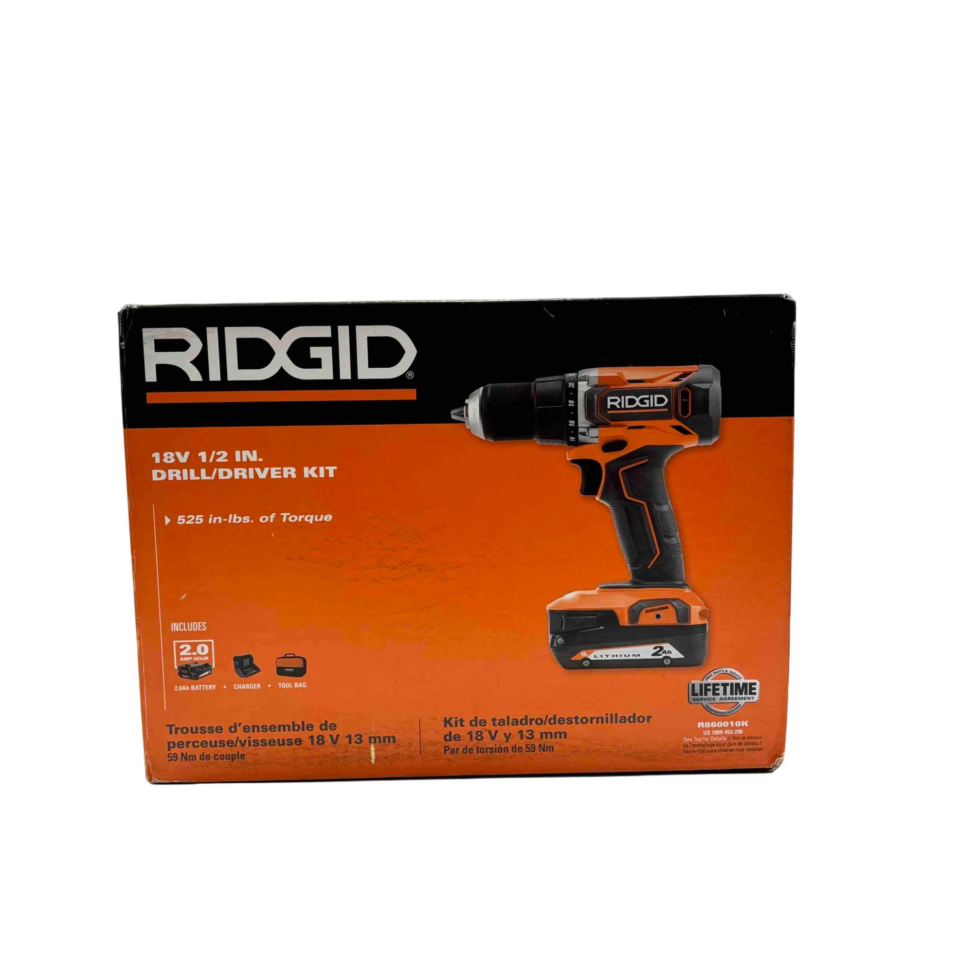 RIDGID R860010K 18V 1/2" Cordless Drill/Driver Kit