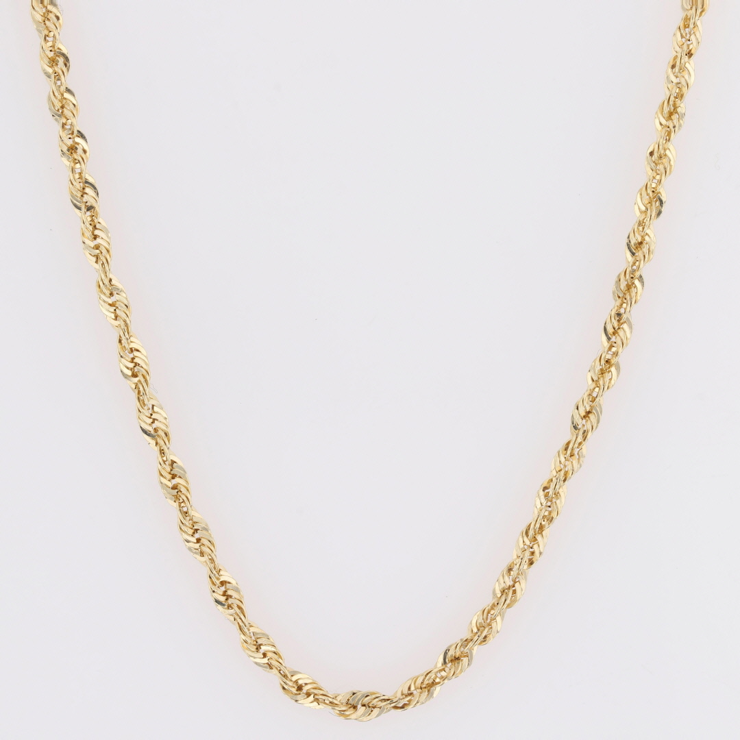 2.5mm Rope Link Chain 24" Necklace 10k Yellow Gold 3.88 Grams