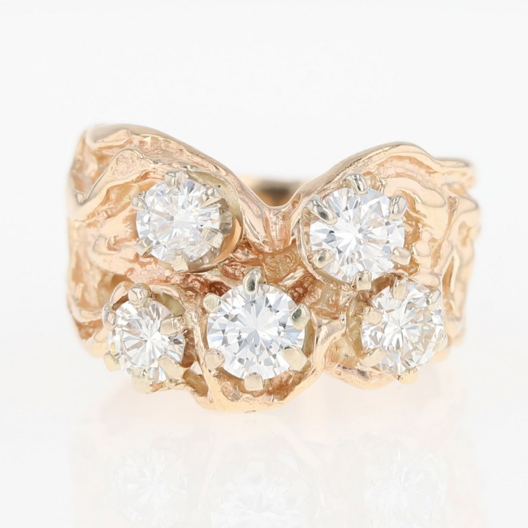 1.59ctw Round Diamond Cluster Nugget Statement Ring 14k Yellow Gold ...